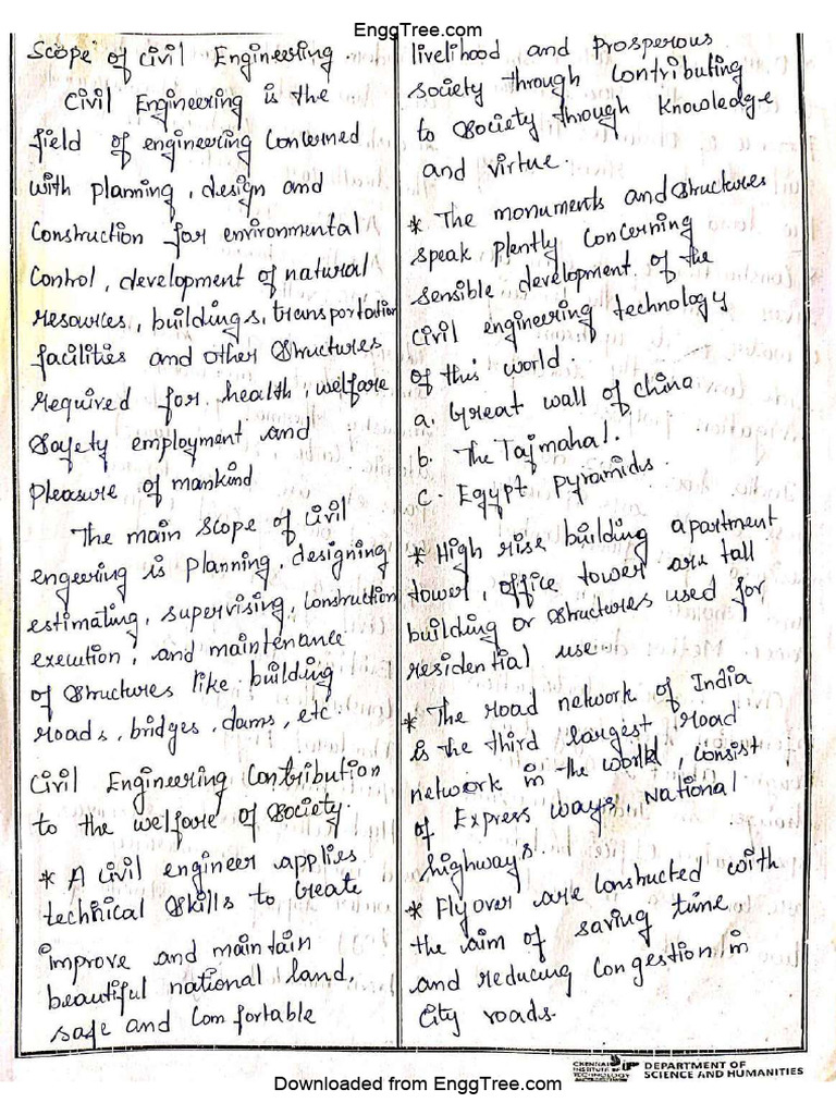 BE3255 Basic Civil and Mechanical Engineering Lecture Notes 1 | PDF