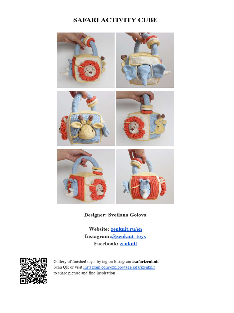 Crocheted Safari Activity Cube Guide | PDF | Crochet | Yarn