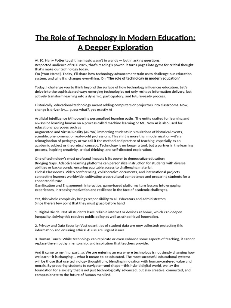 Technology's Impact on Modern Education | PDF | Artificial Intelligence ...
