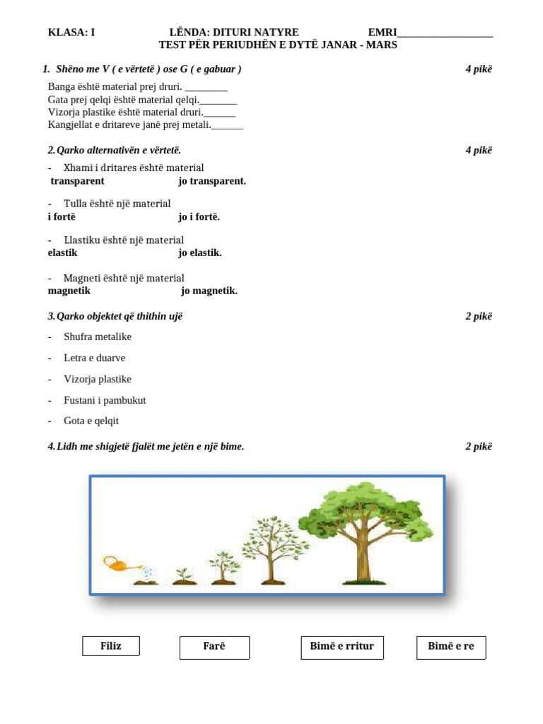 Test Dituria 1 (VL 2) | PDF