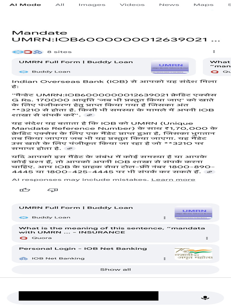 Mandate UMRNIOB6000000012639021 Credit Access G RS 170000 Freq As and ...