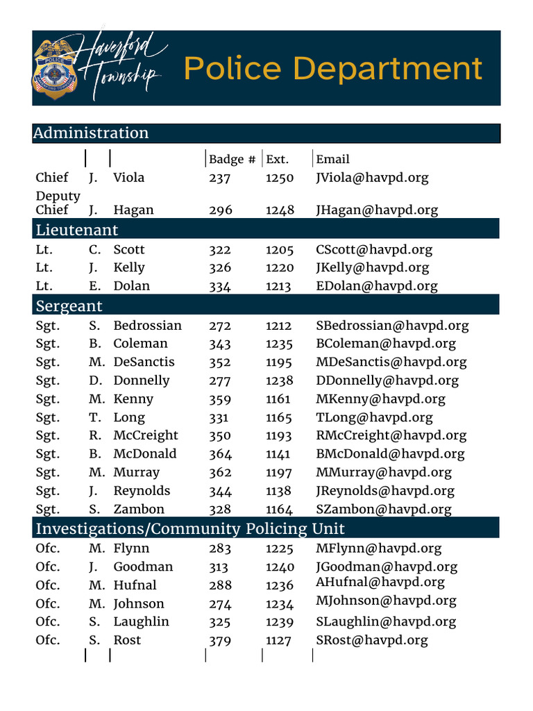 Police Directory | PDF