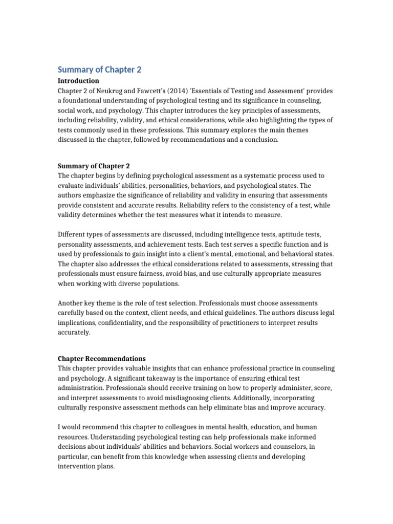Full Chapter2 Summary APA7 | PDF | Educational Assessment | Psychology