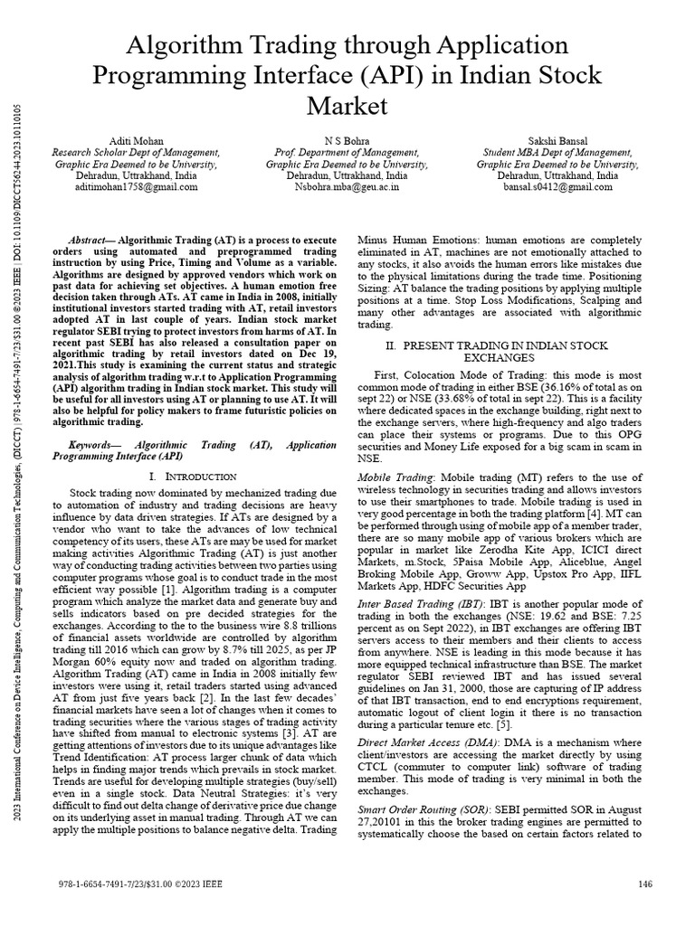 01.1 Algorithm Trading Through Application Programming Interface API in Indian Stock Market ...