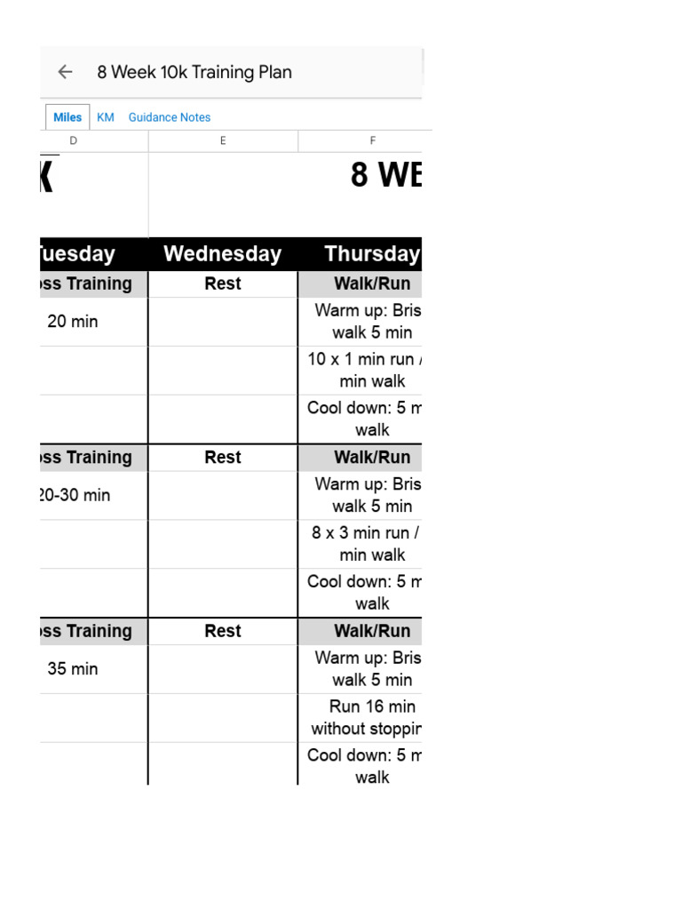 8-Week 10K Training Plan Guide | PDF