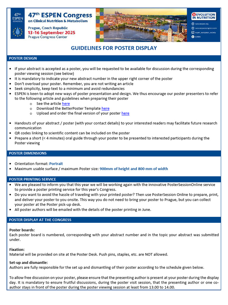 ESPEN 2025 Poster Guidelines | PDF | Computing