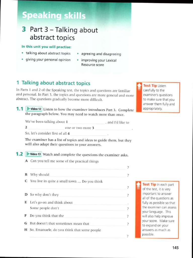 IELTS Speaking Skill P.145-P.148 | PDF