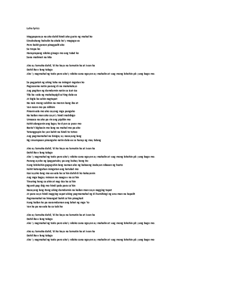 Luha Lyrics | PDF