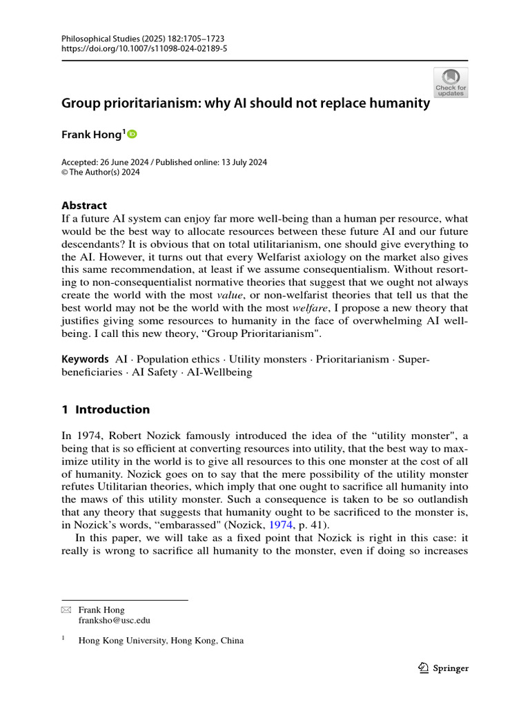 Group Prioritarianism and AI Ethics | PDF | Well Being | Utilitarianism