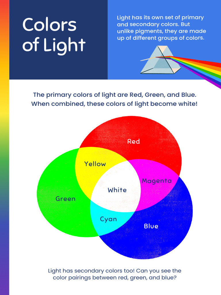 Colors of Light Science Worksheet in Blue White Hand Drawn Style | PDF