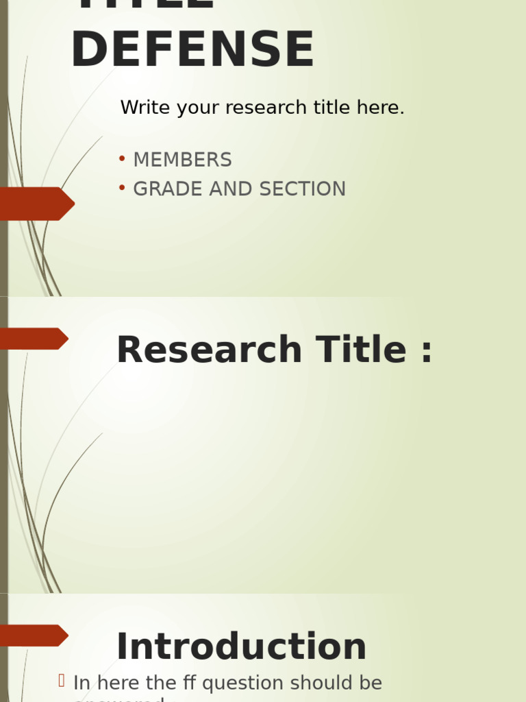 Title Defense Guidelines and Format | PDF