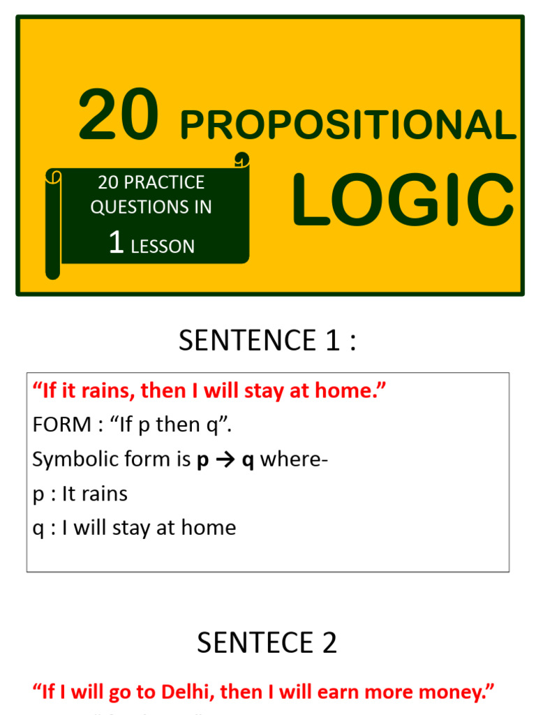 Propositional Logic | PDF | If And Only If | Contradiction