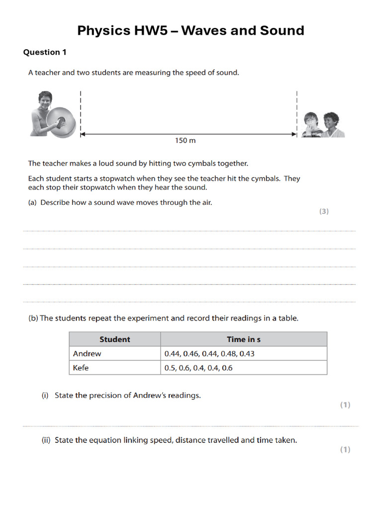 Physics Homework 5 - Waves and Sound | PDF