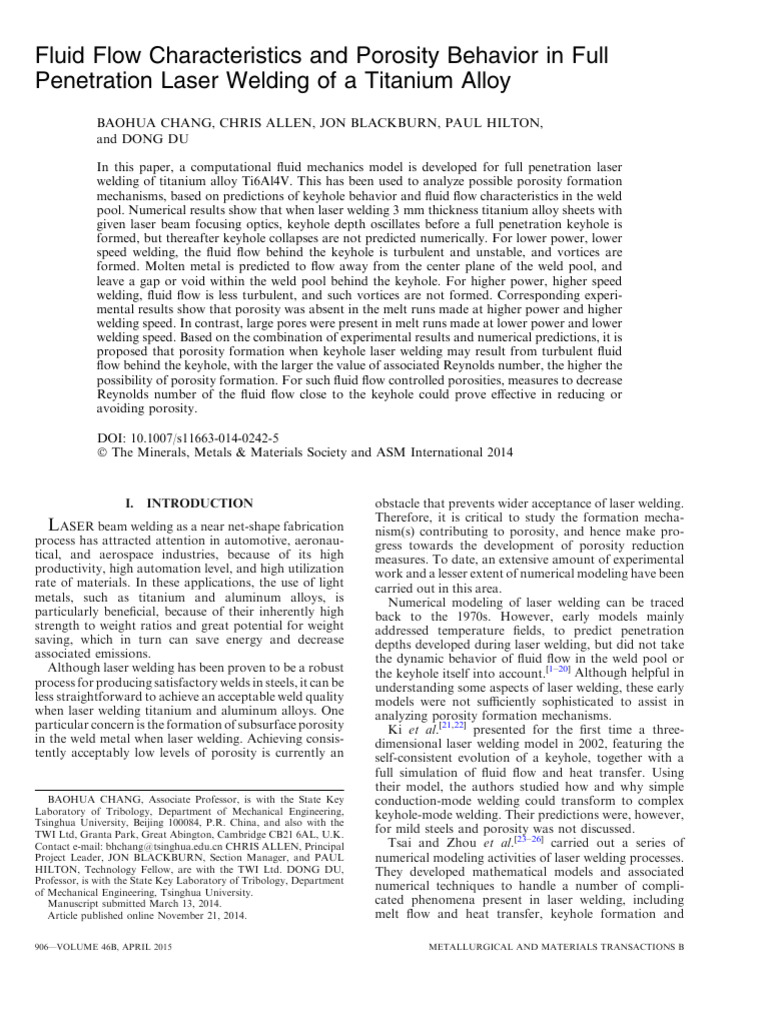 94 Fluid Flow Characteristics and Porosity Behavior in Full Penetration ...