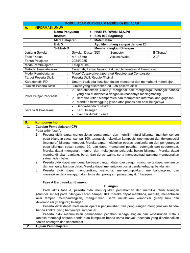 Modul Ajar Kurikulum Merdeka Belajar | PDF
