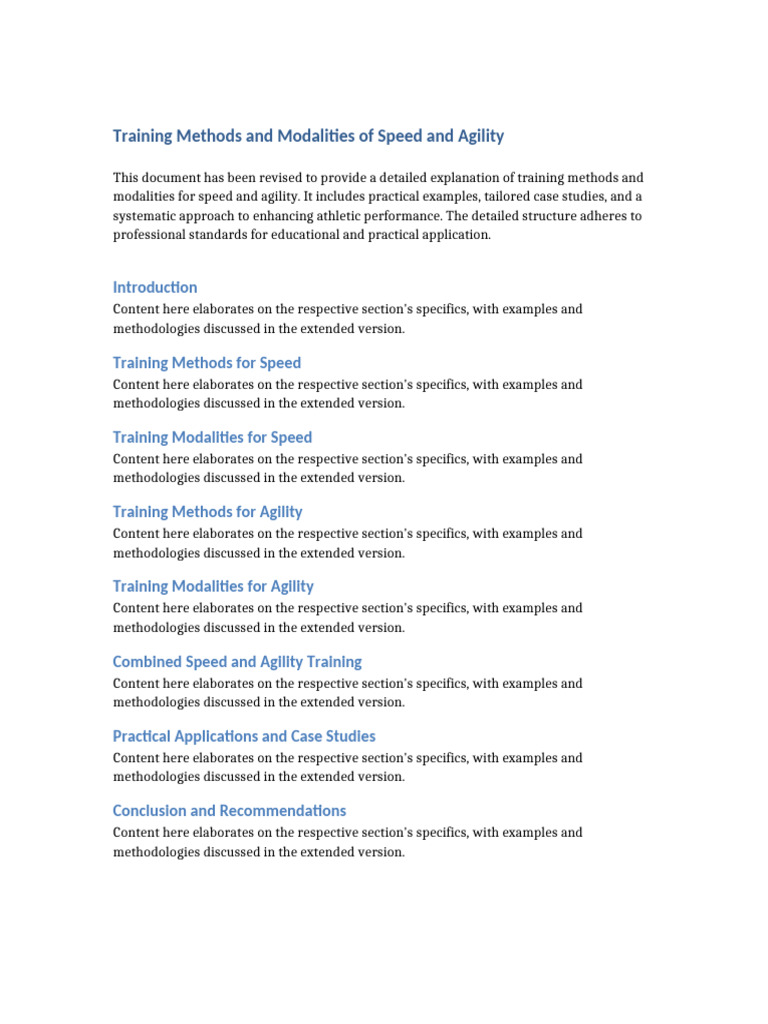 Expanded Training Methods Speed Agility | PDF