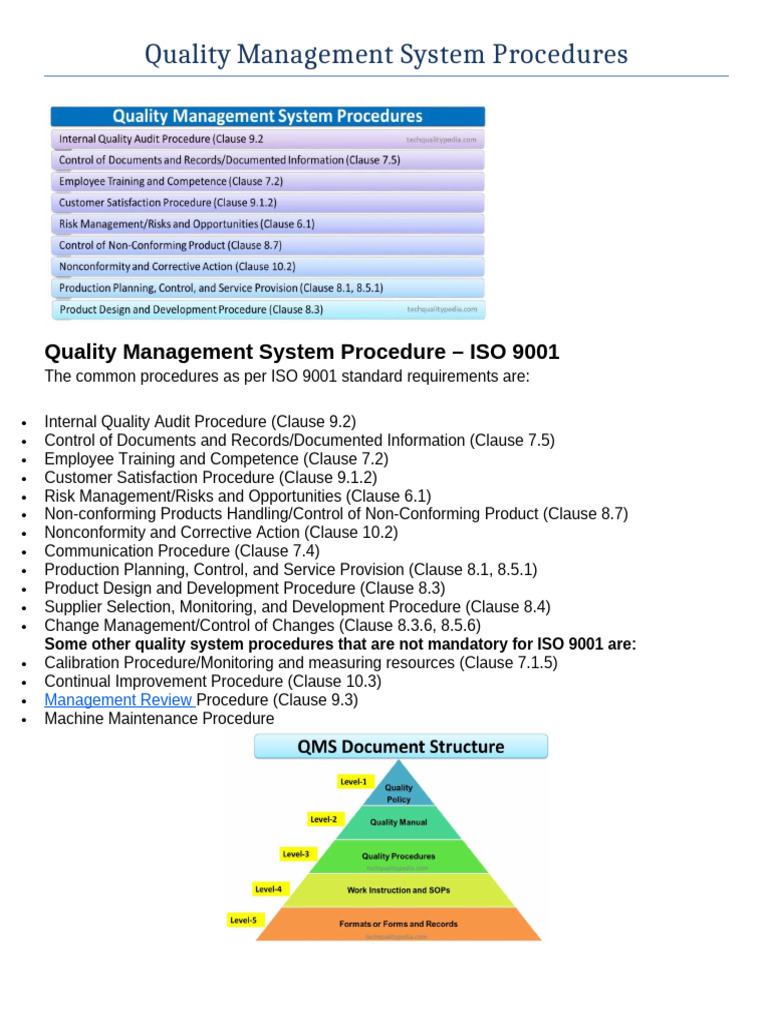 Quality Management System Procedures | PDF | Quality Management | Quality Management System