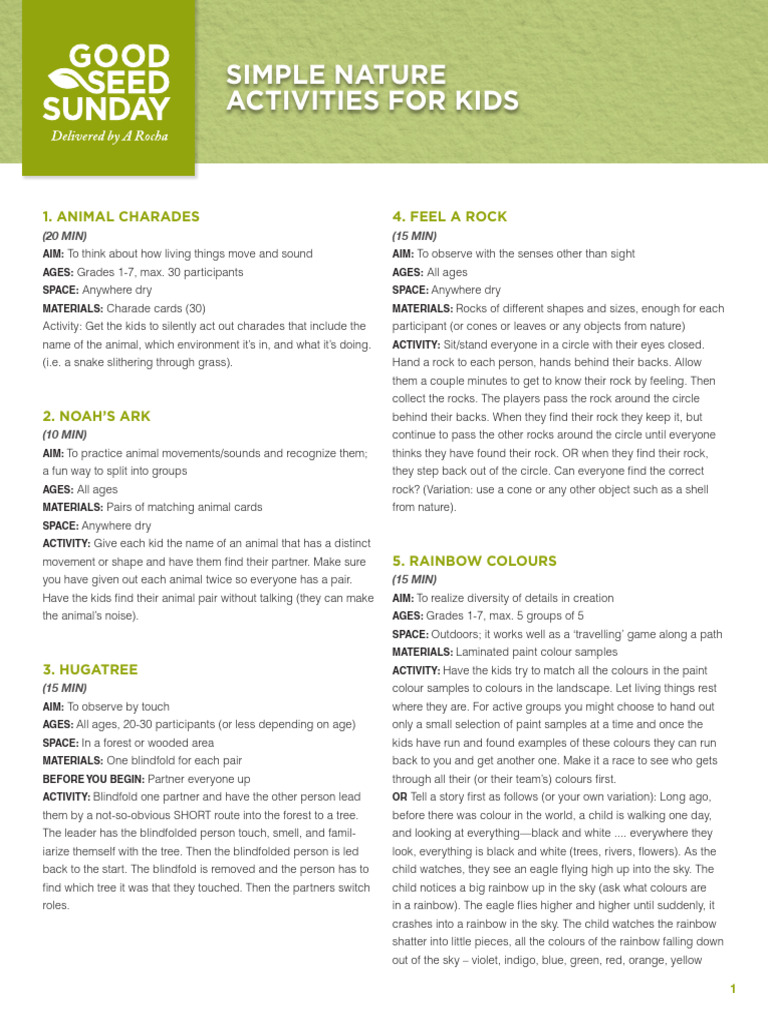 Fun Nature Activities for Kids | PDF | Rainbow | Predation