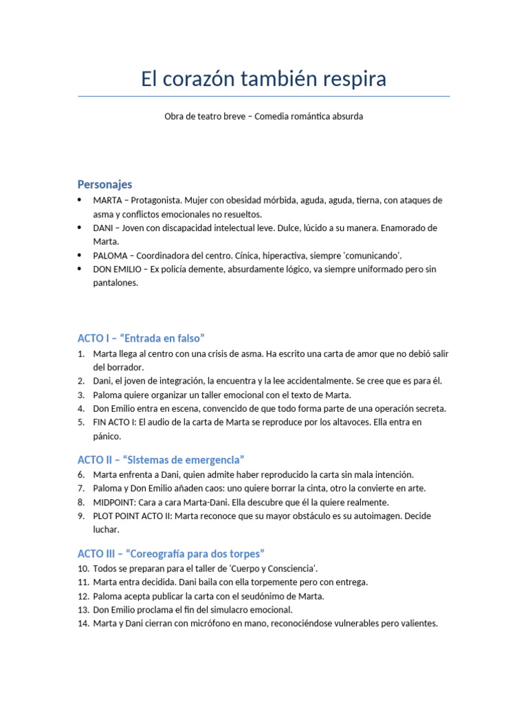 Comedia romántica: El corazón respira | PDF