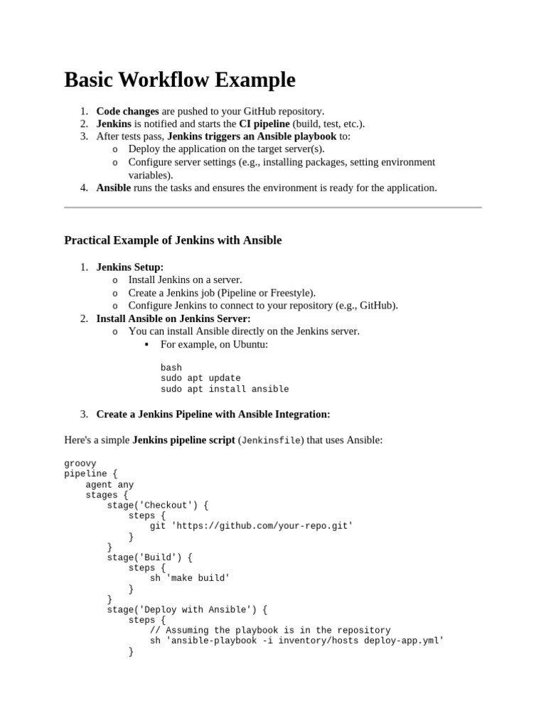 Jenkins and Ansible Deployment Workflow | PDF | Software Repository ...