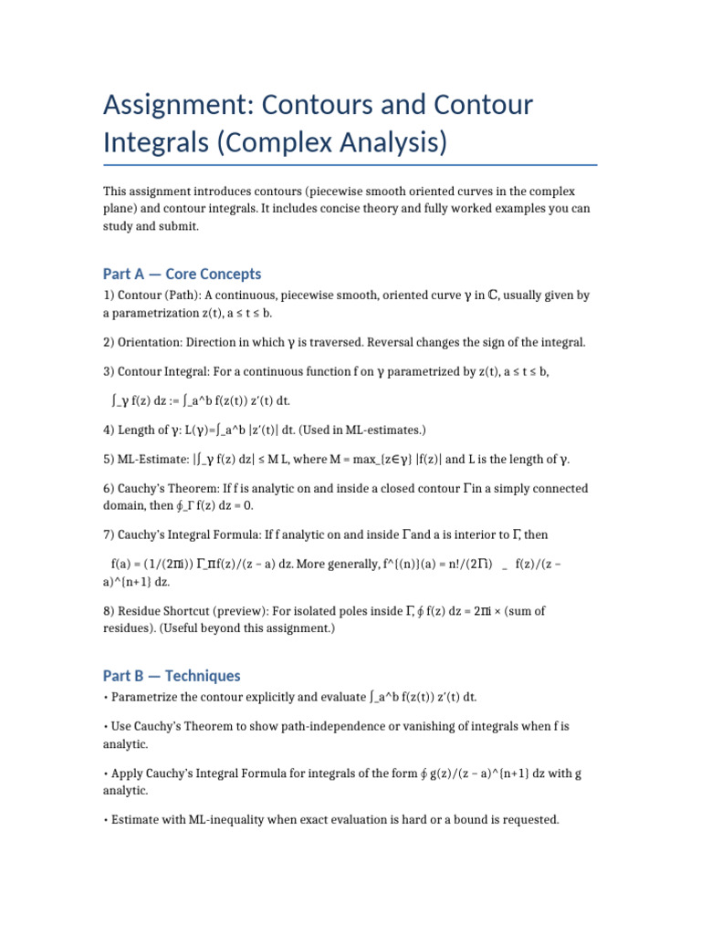 Contour Integrals in Complex Analysis | PDF | Mathematical Analysis ...