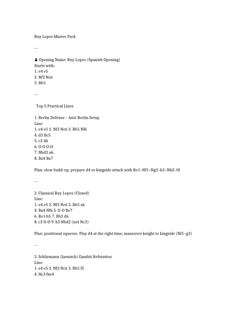 Ruy Lopez Master Pack | PDF
