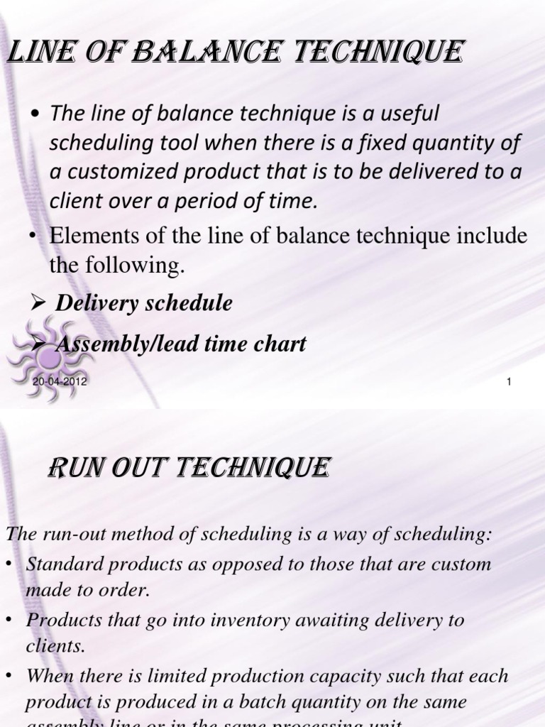 Line of Balance Technique | PDF | Scheduling (Production Processes ...