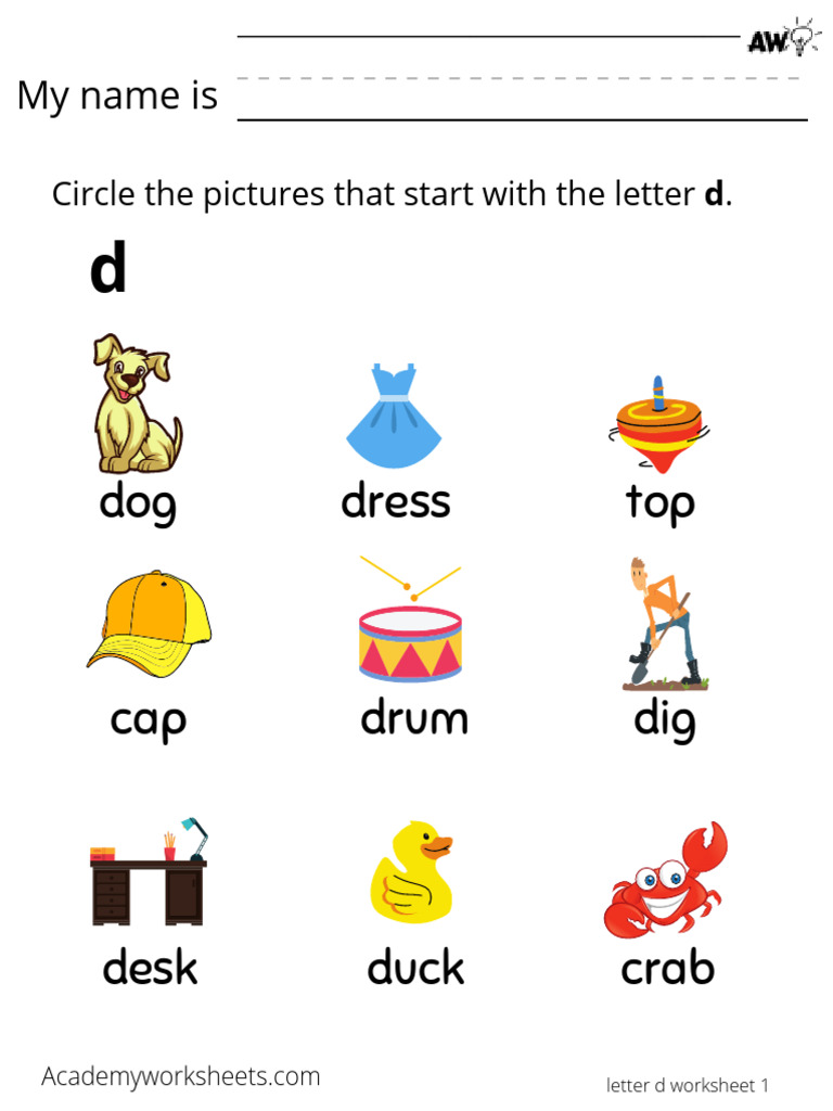 Letter D Consonant Worksheet 1 2 | PDF