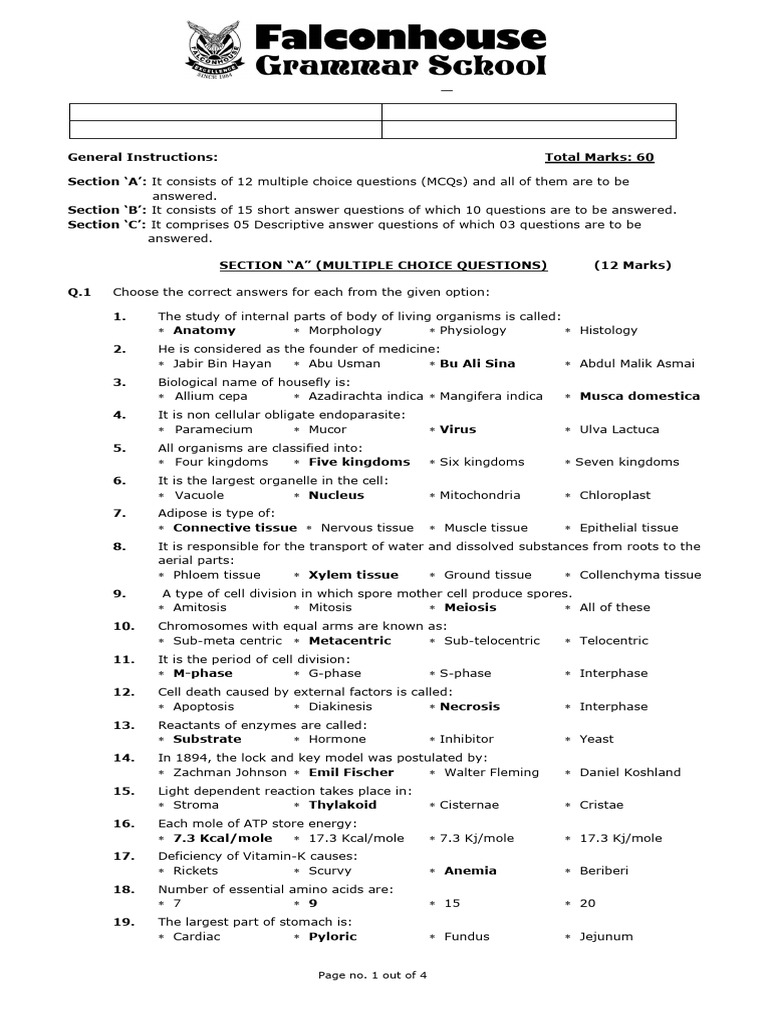 Class IX Biology Practice Paper 2021-22 | PDF | Tissue (Biology) | Heart
