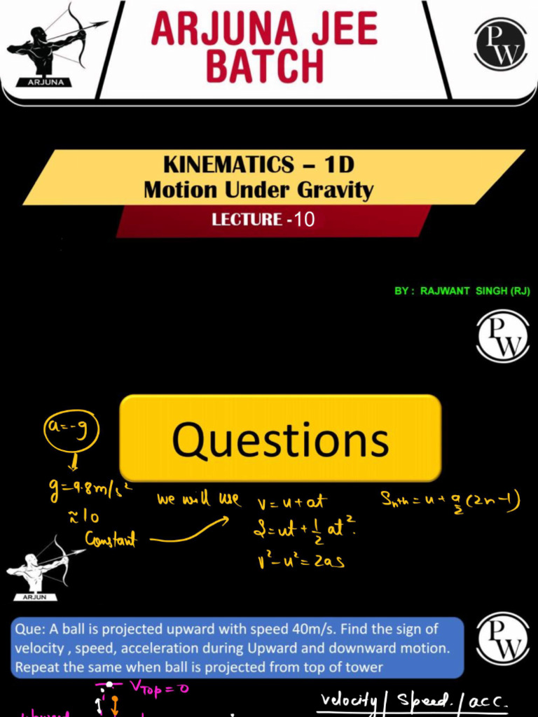 Kinematics 1-D - Lecture 10 | PDF