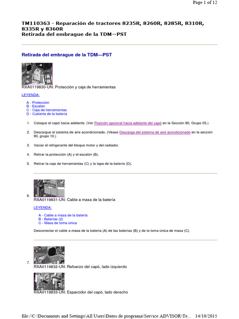 Retirada de Embrague TDM | PDF | Tractor | Tornillo