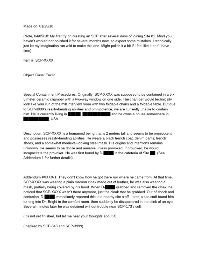 SCP XXXX | PDF