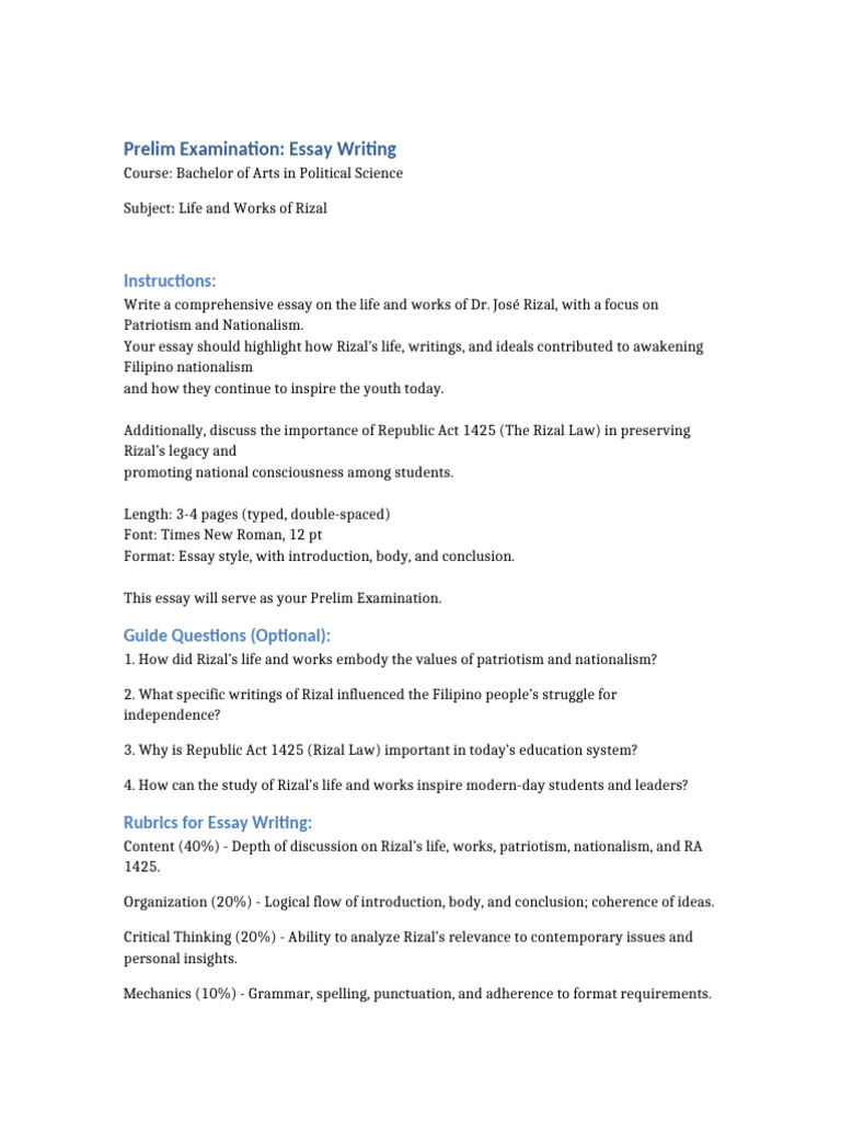 Essay Writing Rizal | PDF