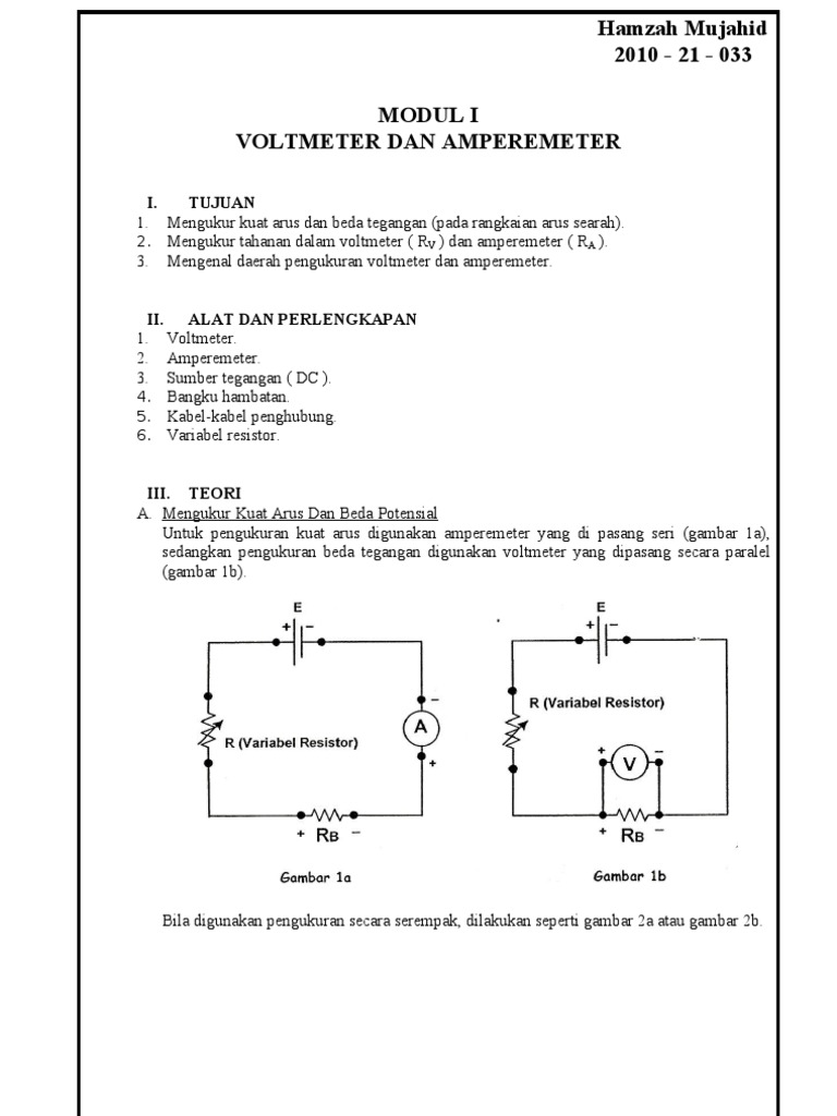 Modul I Listrik Magnet Voltmeter Dan Ampere Meter | PDF
