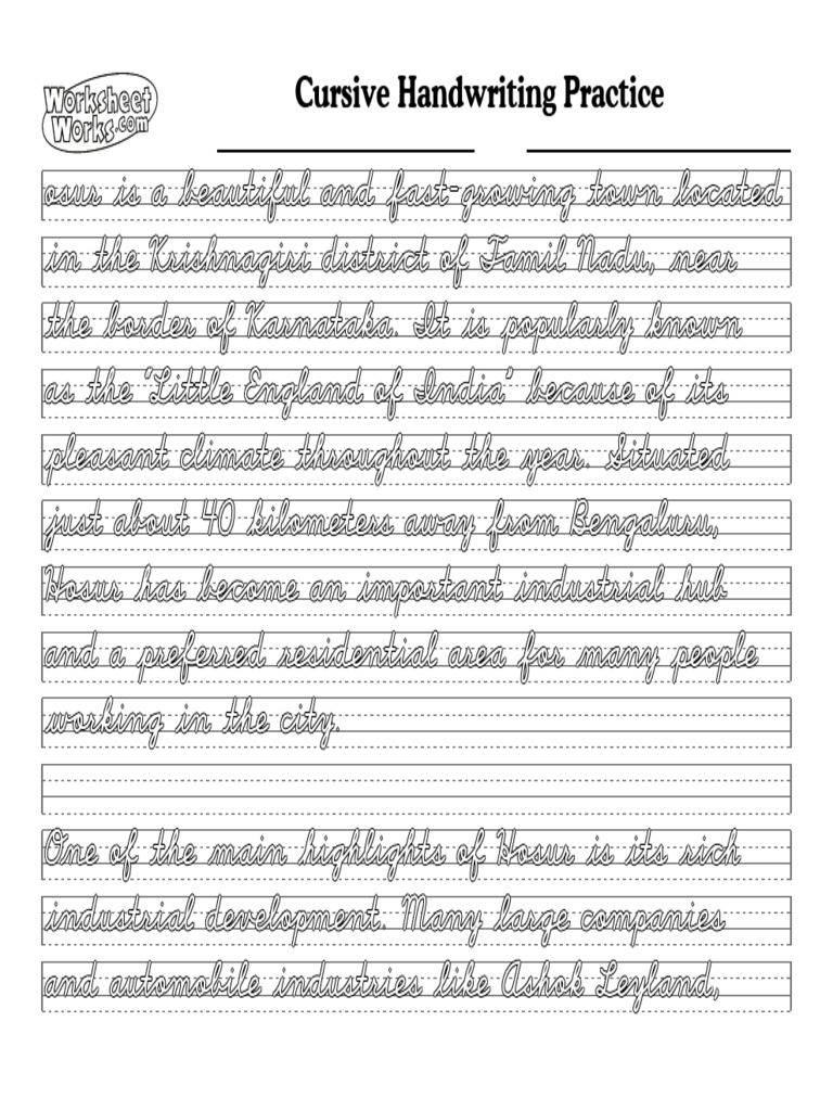 WorksheetWorks Cursive Handwriting Practice 1 (3) | PDF