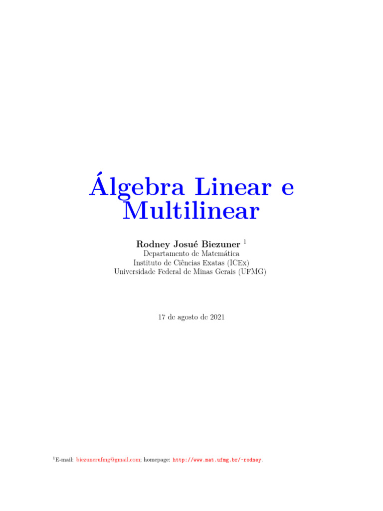 Algebra Linear Multi Linear | PDF | Espaço vetorial | Grupo (Matemática)
