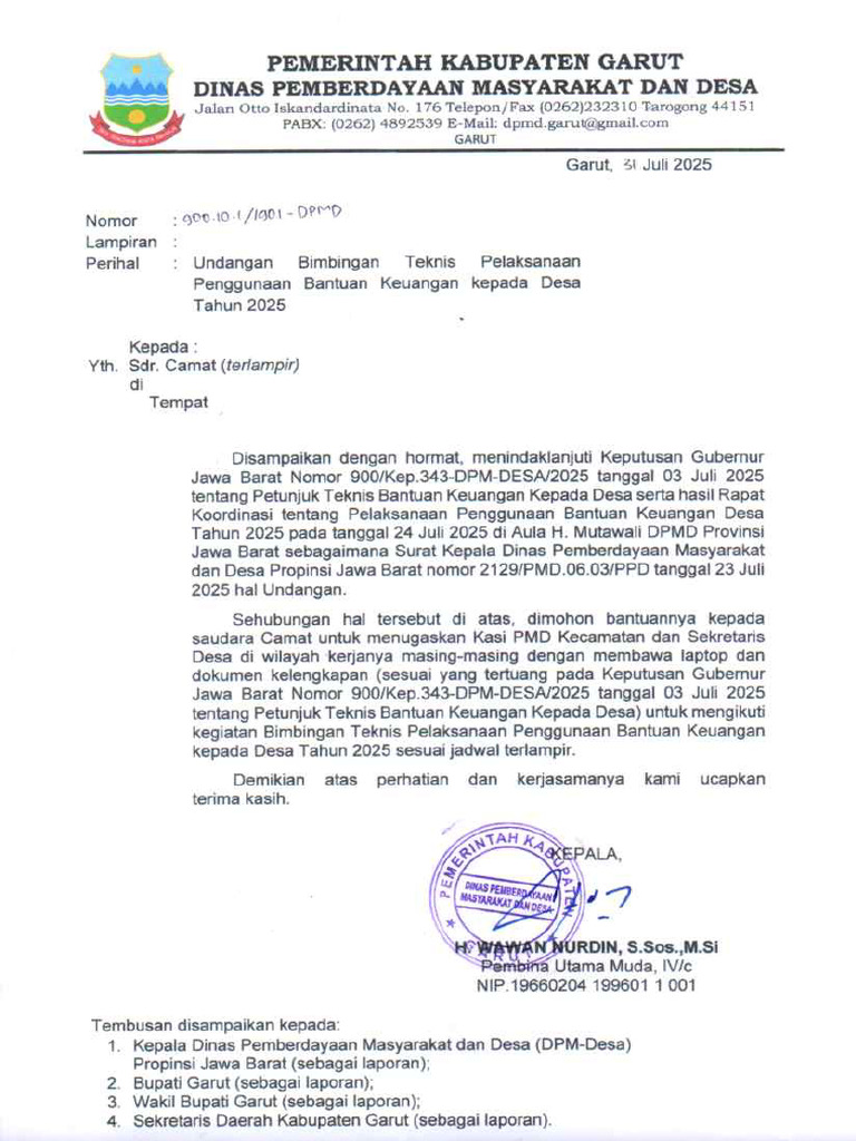 Surat Undangan Bimtek | PDF