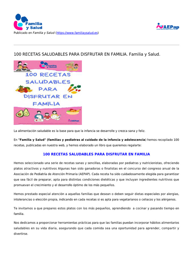 100 Recetas Saludables para Niños | PDF | Receta | Dieta