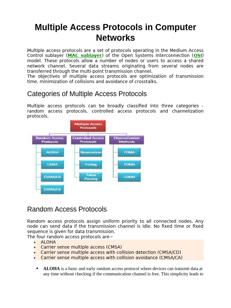 Multiple Access Protocols in Computer Networks | PDF | Channel Access Method | Computer Engineering