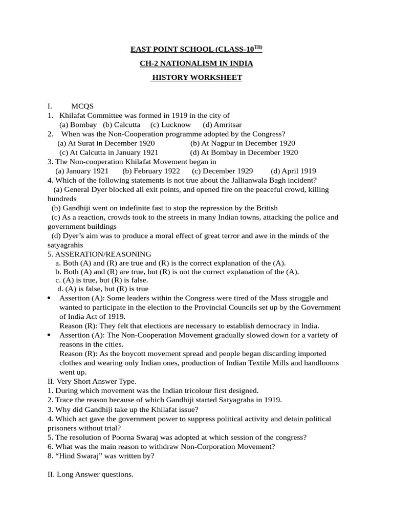 history ch 2 worksheet | PDF | Mahatma Gandhi | Resistance To The ...