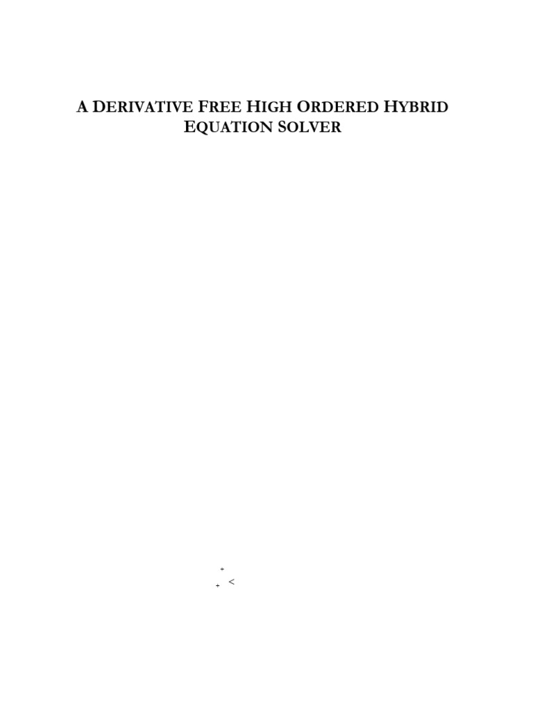 A Derivative Free High Ordered Hybrid Equation Solver | PDF | Equations ...