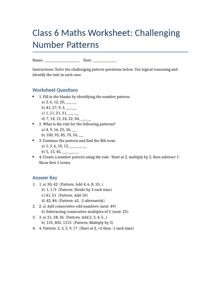 Solving Challenging Number Patterns | PDF