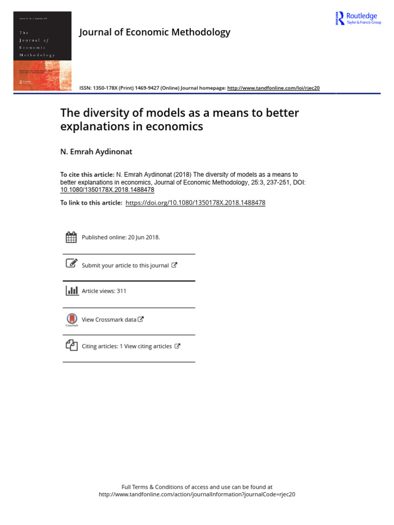 The Diversity of Models As A Means To Better Explanations in Economics ...