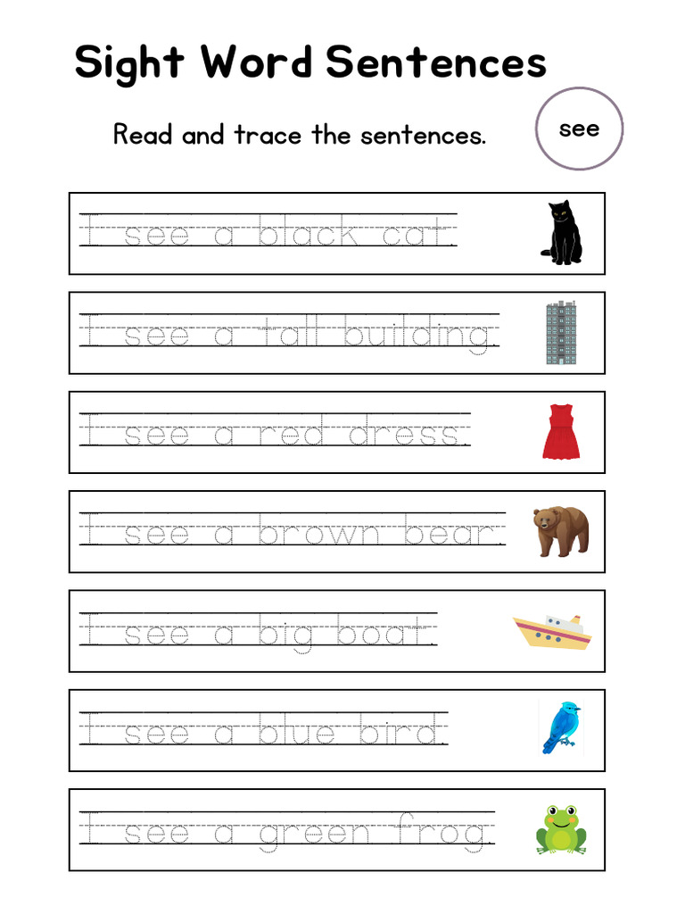 Sight Word Sentences English Sight Word Sentences Kindergarten ...