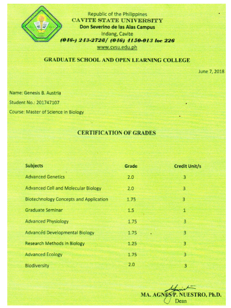 Masteral Grades | PDF