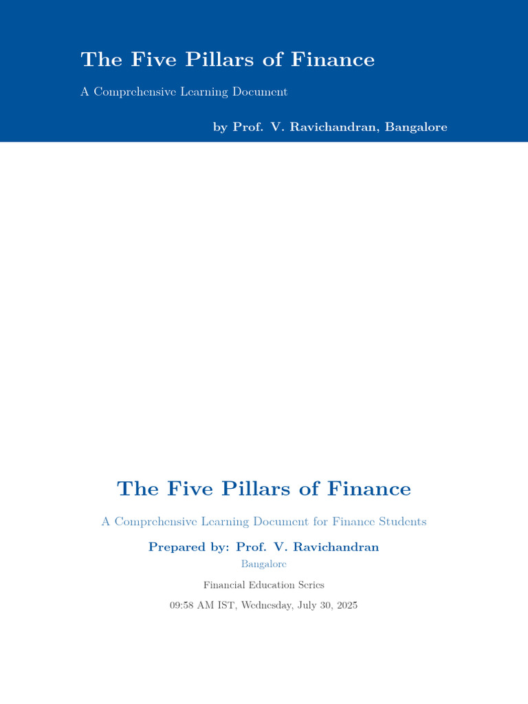 Five Pillars of Finance Overview | PDF | Capital Structure | Beta (Finance)