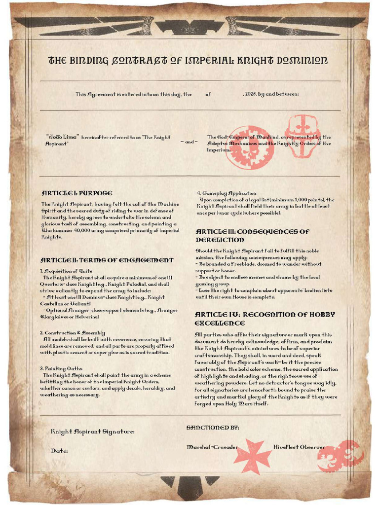 Knight Contract | PDF