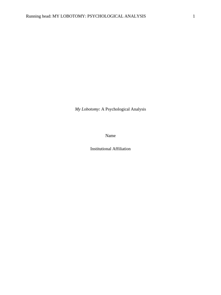 Howard Dully's Lobotomy Analysis | PDF | Psychoanalysis | Psychology