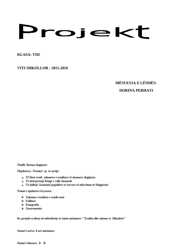 Projekt Dasma Shqiptare | PDF