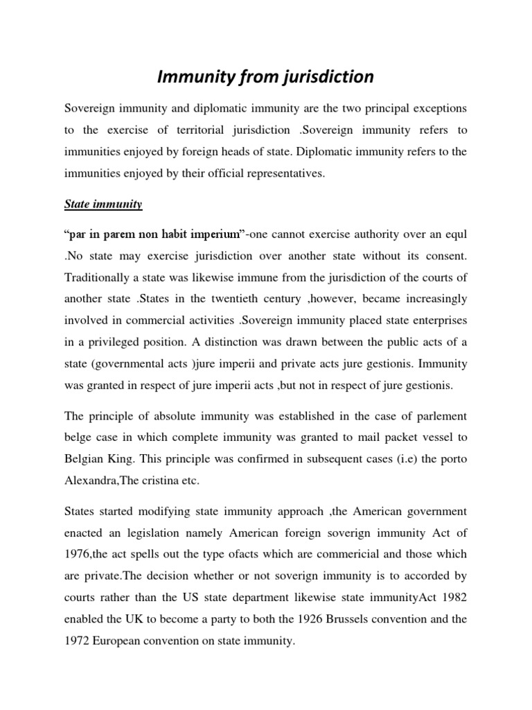 Immunity From Jurisdiction | PDF | Consul (Representative) | U.S. State